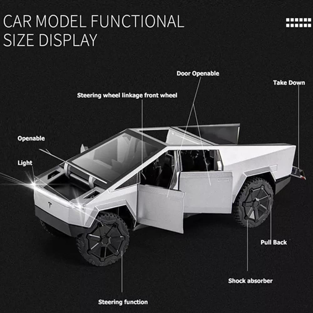 Tesla Cybertruck Model 1:24 DieCast Metal Car (Silver) Toy Trucks for ...