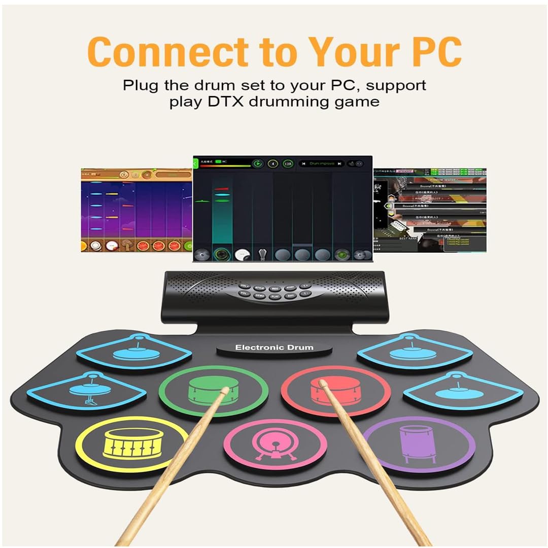 Big size Electronic Drum Set, Playmaster Electric Drum Set Roll Up Dru ...