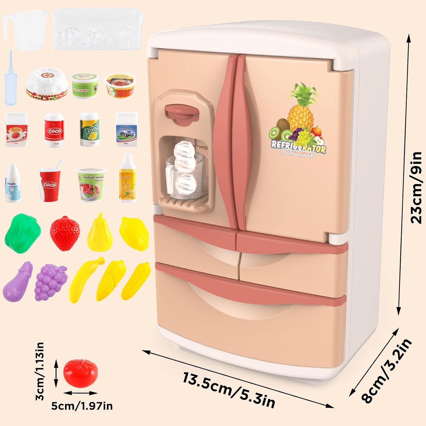 Refrigerator for kids - fridge with lights- kitchen set fridge – Play ...