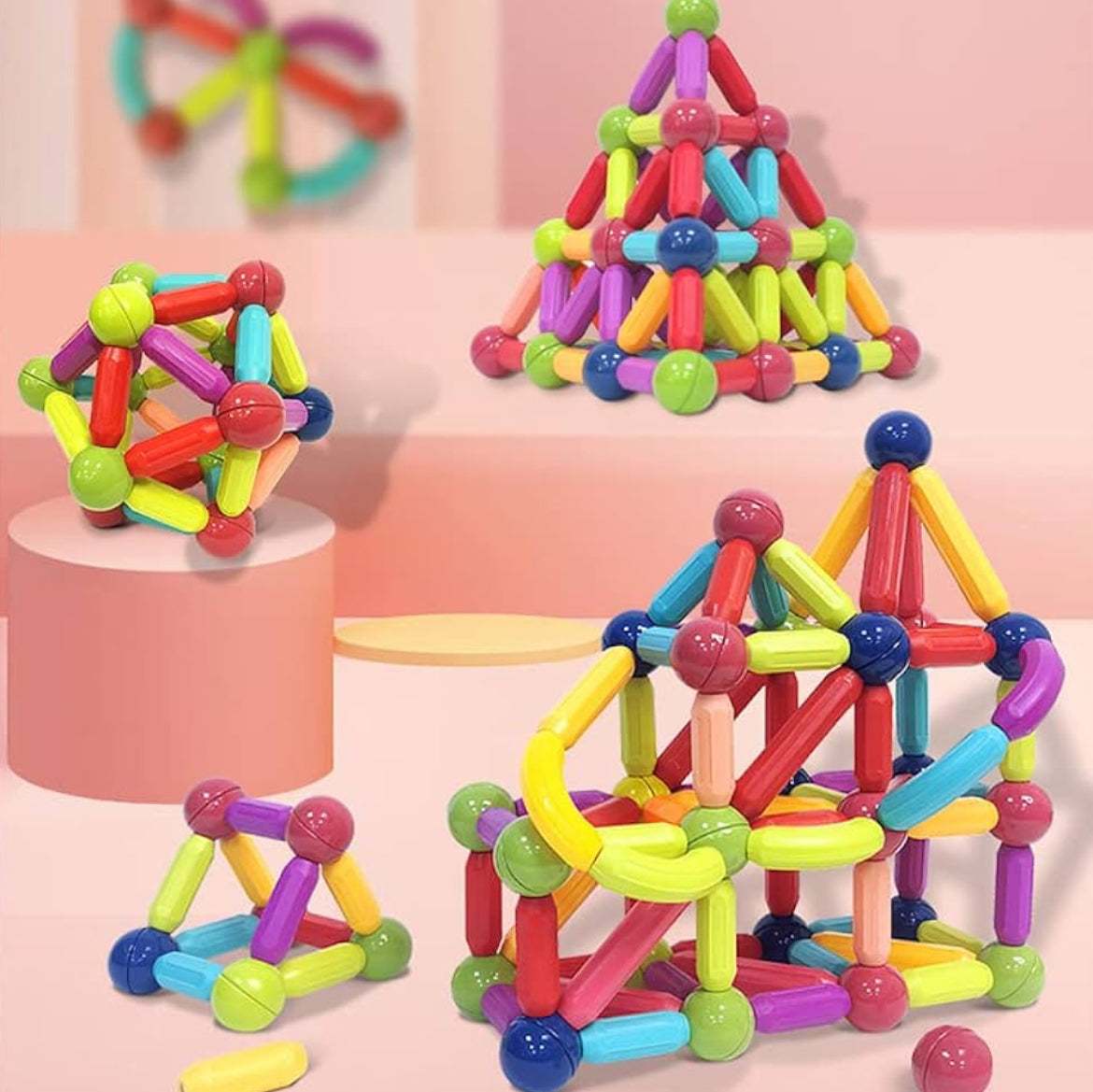 Magnetic Sticks Building Blocks for Kids (64 pieces) - roundel stock b ...