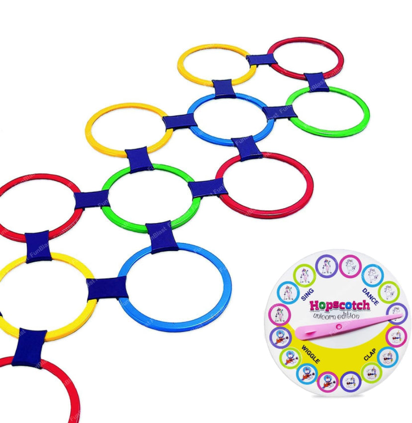 Twister Hopscotch Active Indoor Game with Rings – Play Masters