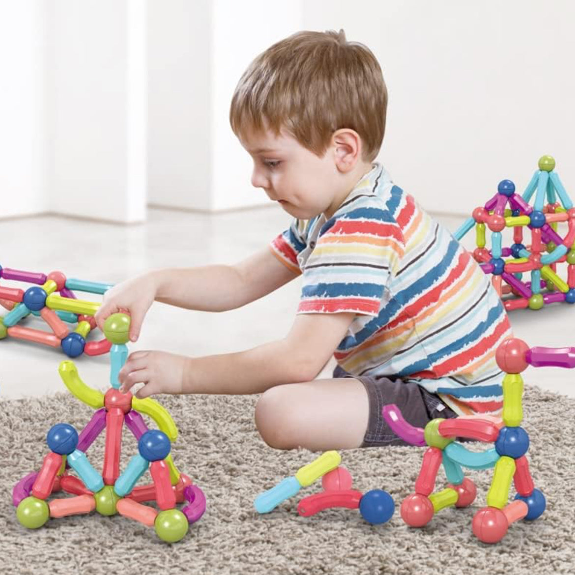 Magnetic Sticks Building Blocks for Kids (64 pieces) - roundel stock b ...